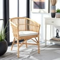 SAFAVIEH Olivia Rustic Rattan Accent Chairs with Cushion, Natural (22.6 ...