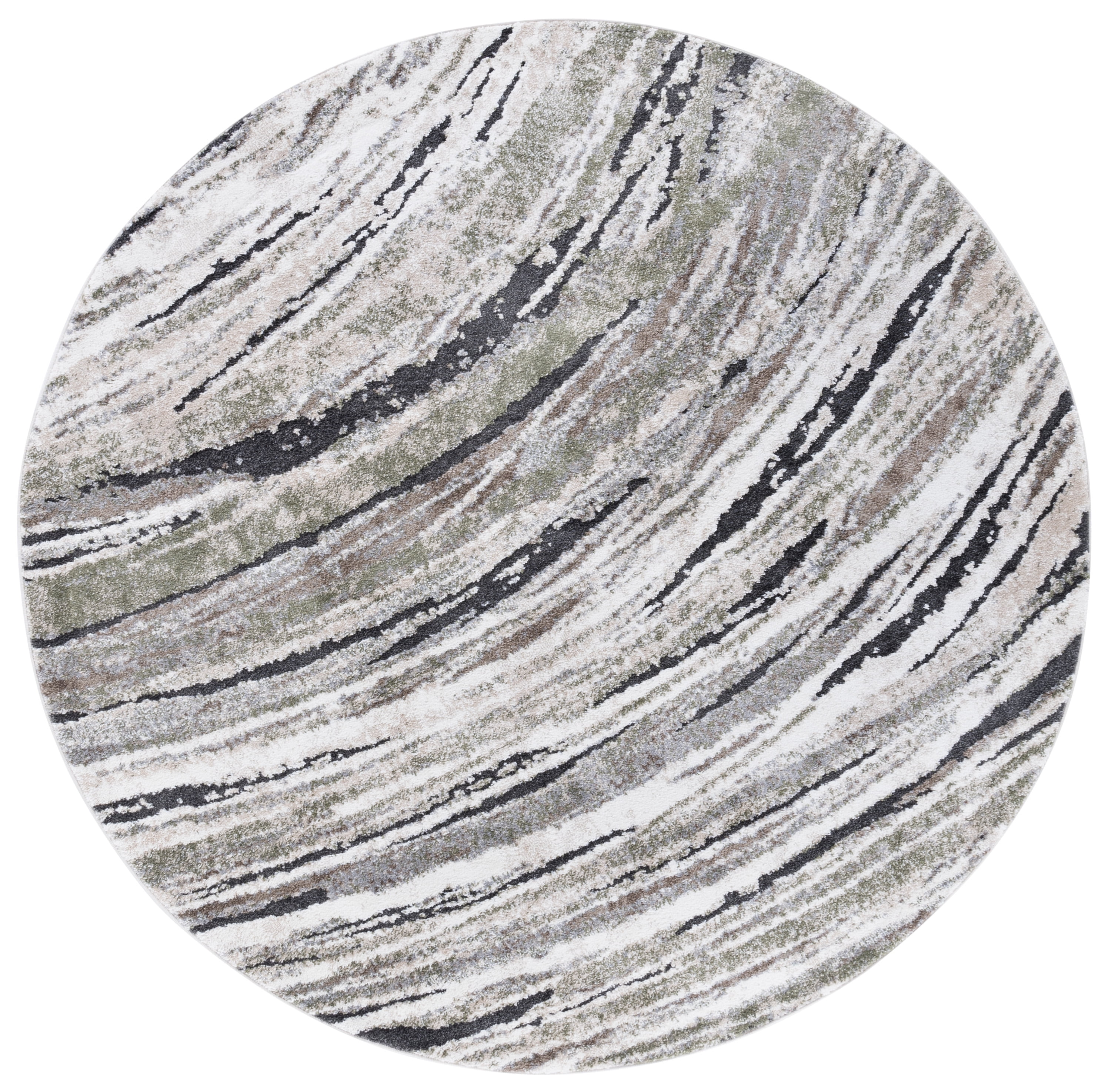 SAFAVIEH Opal Braylon Abstract Area Rug, Green/Grey Ivory, 6'7" x 6'7 ...
