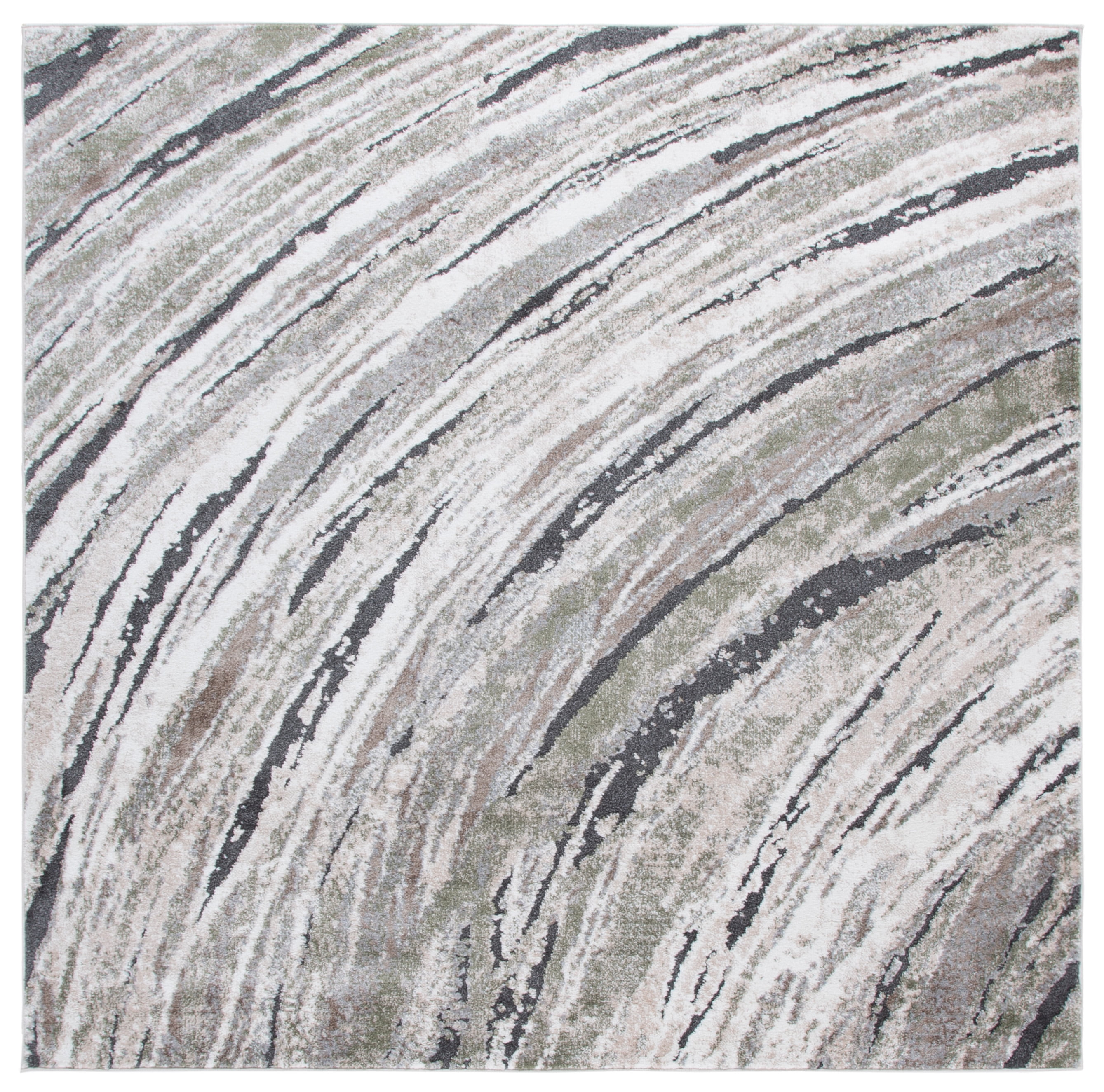 SAFAVIEH Opal Braylon Abstract Area Rug, Green/Grey Ivory, 6'7" x 6'7 ...