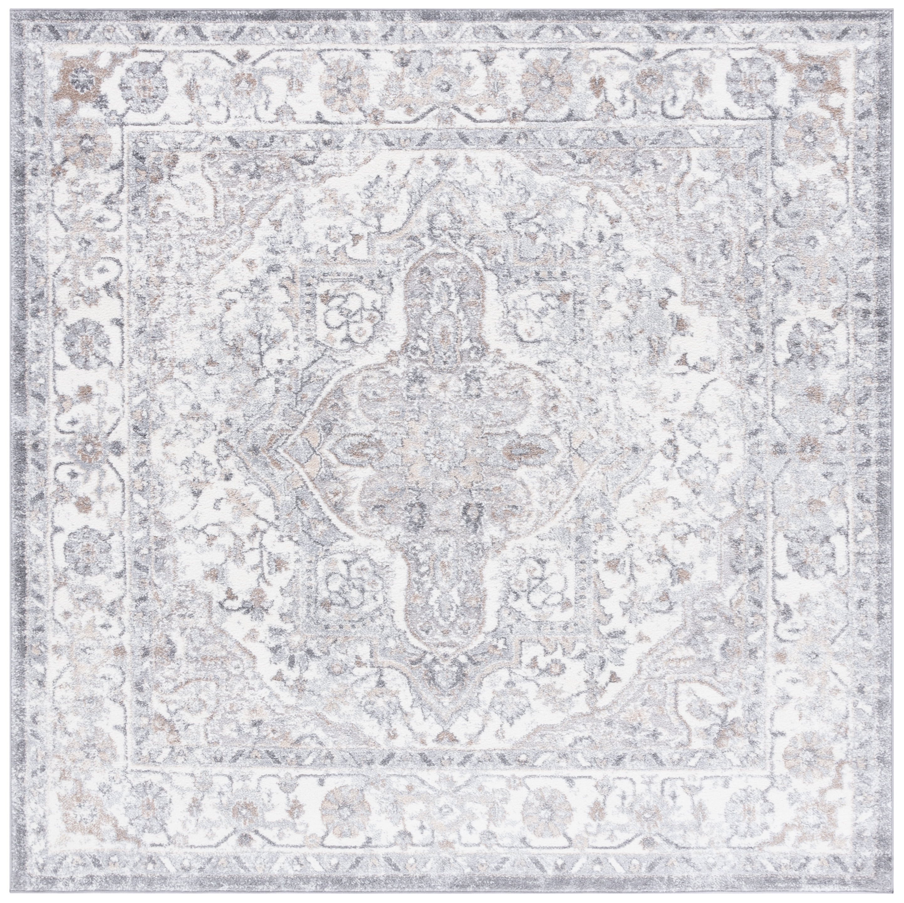 SAFAVIEH Opal Daithi Oriental Area Rug, Grey/Ivory, 6'7" x 6'7" Square ...