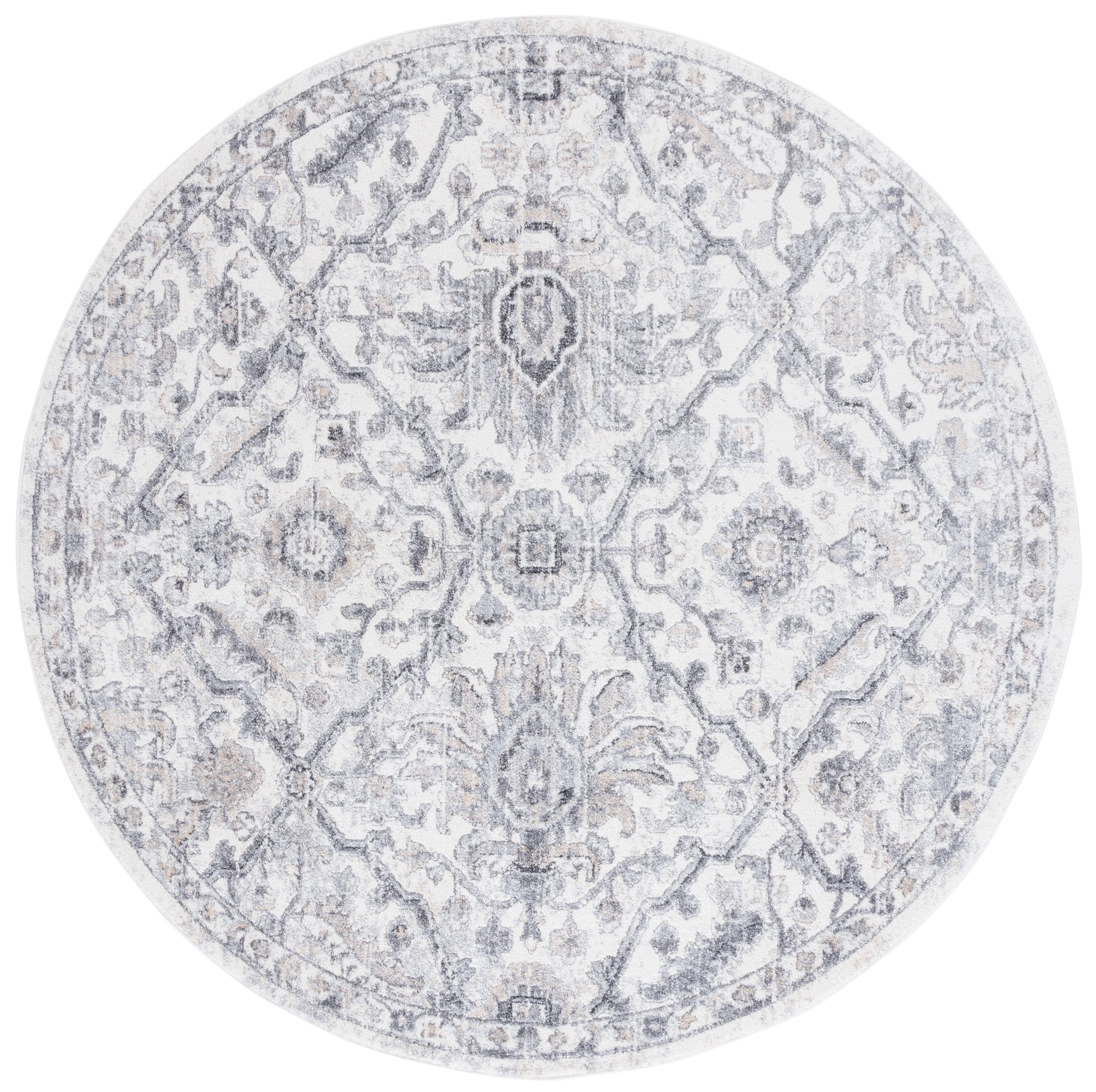 SAFAVIEH Opal Helen Oriental Area Rug, Grey/Ivory, 6'7" x 6'7" Round ...