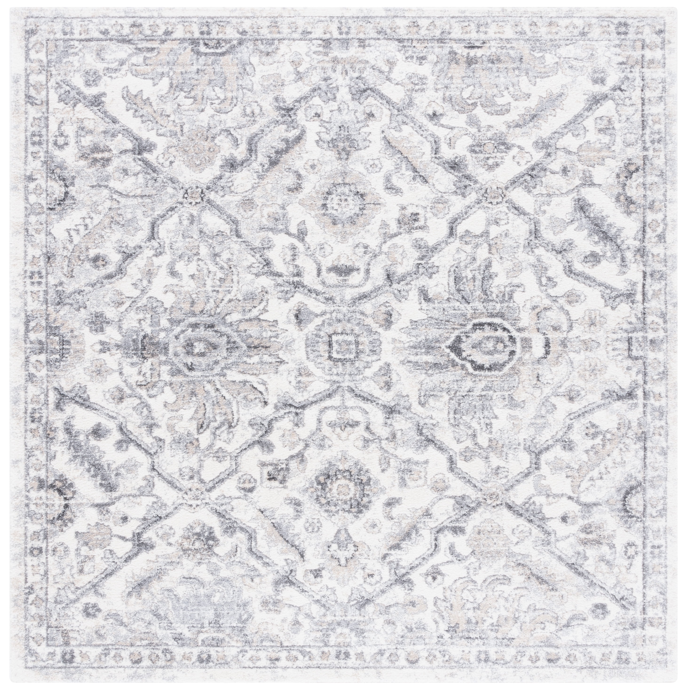 SAFAVIEH Opal Helen Oriental Area Rug, Grey/Ivory, 6'7" x 6'7" Square ...
