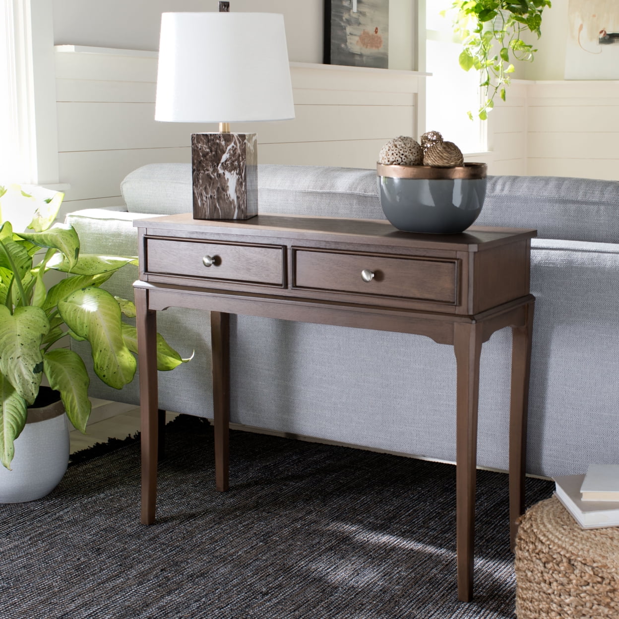 SAFAVIEH Opal Rustic 2 Drawer Console Table, Brown - Walmart.com