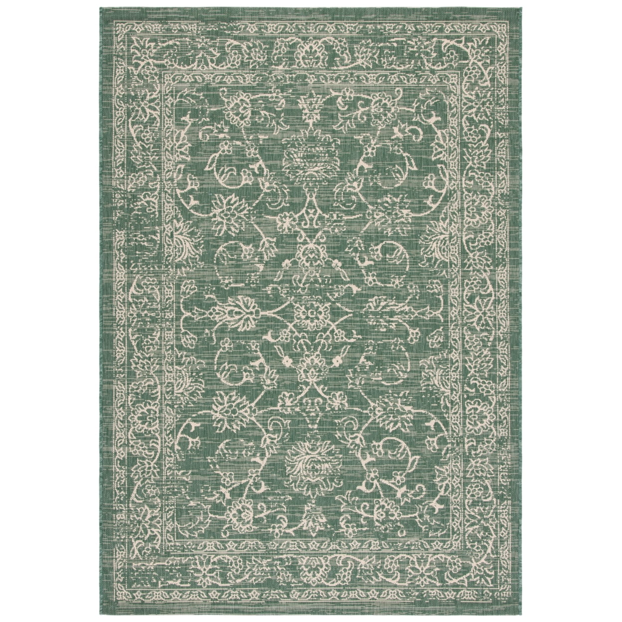 SAFAVIEH Outdoor CY6680-32221 Courtyard Dark Green / Beige Rug ...