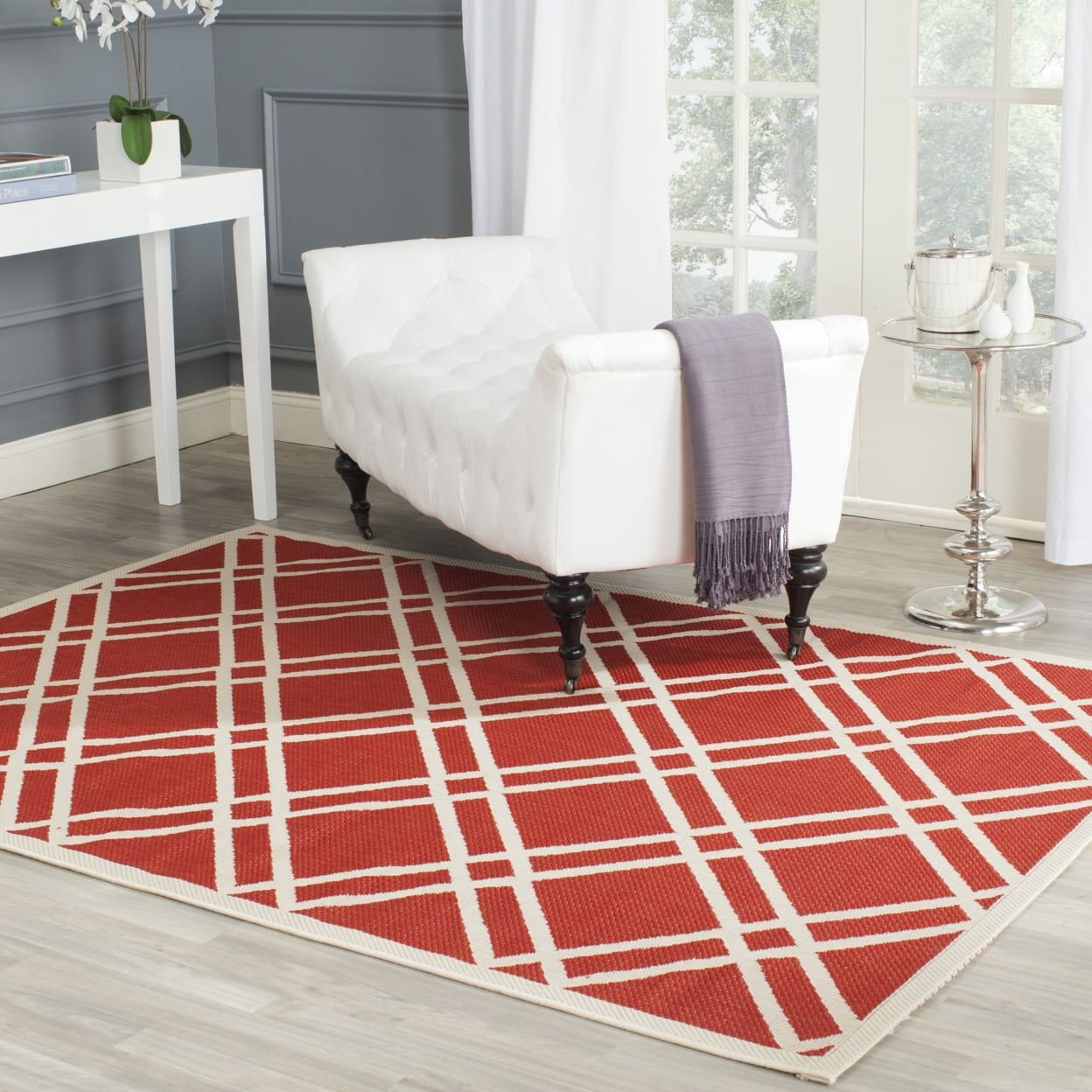 SAFAVIEH Outdoor CY6923-248 Courtyard Collection Red / Bone Rug ...