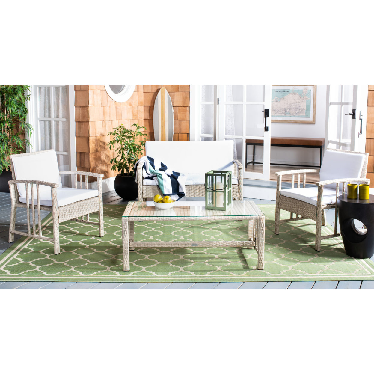 Safavieh Lattice Coin Indoor/Outdoor Garden Patio Stool, Silver ...