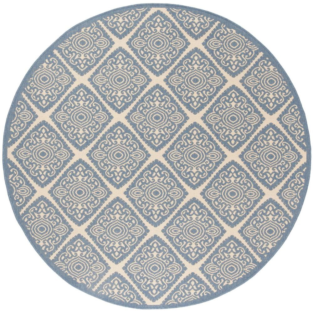 SAFAVIEH Outdoor LND132N Linden Collection Cream / Blue Rug - Walmart.com