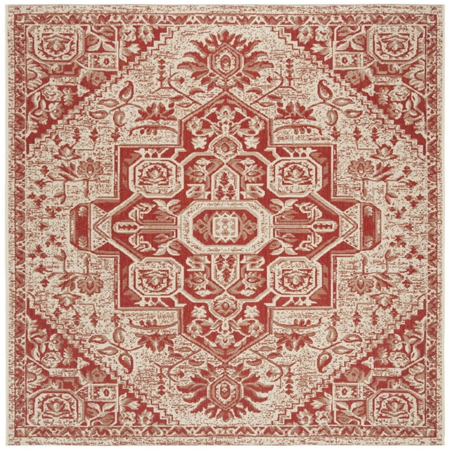 SAFAVIEH Outdoor LND138Q Linden Collection Red / Creme Rug - Walmart.com