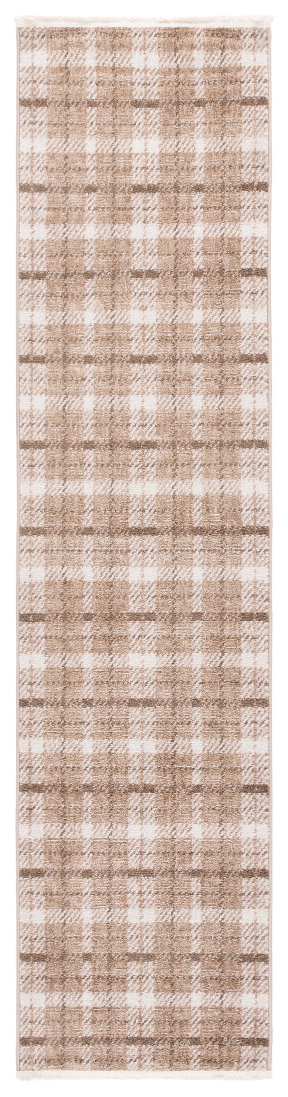 SAFAVIEH Oxford Plaids Paylynn Plaid Runner Rug, Beige/Brown, 2' x 8 ...