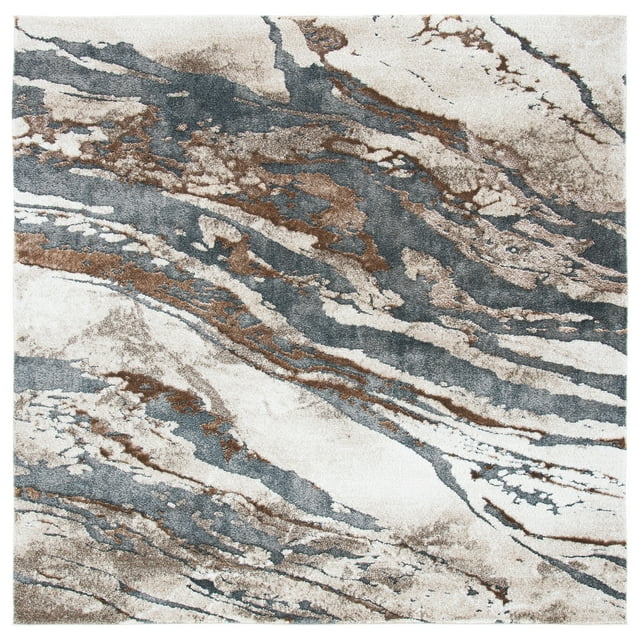 SAFAVIEH Pacific Nick Abstract Area Rug, Dark Grey/Beige, 6'7" x 6'7 ...