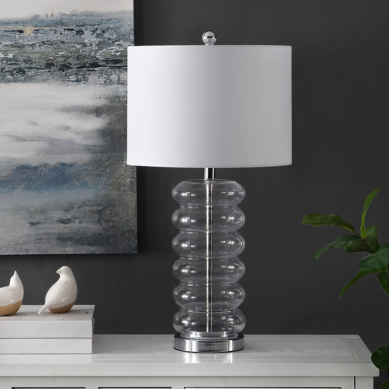 SAFAVIEH Peli 26.5 in. Glam Glass Table Lamp, Clear - Walmart.com