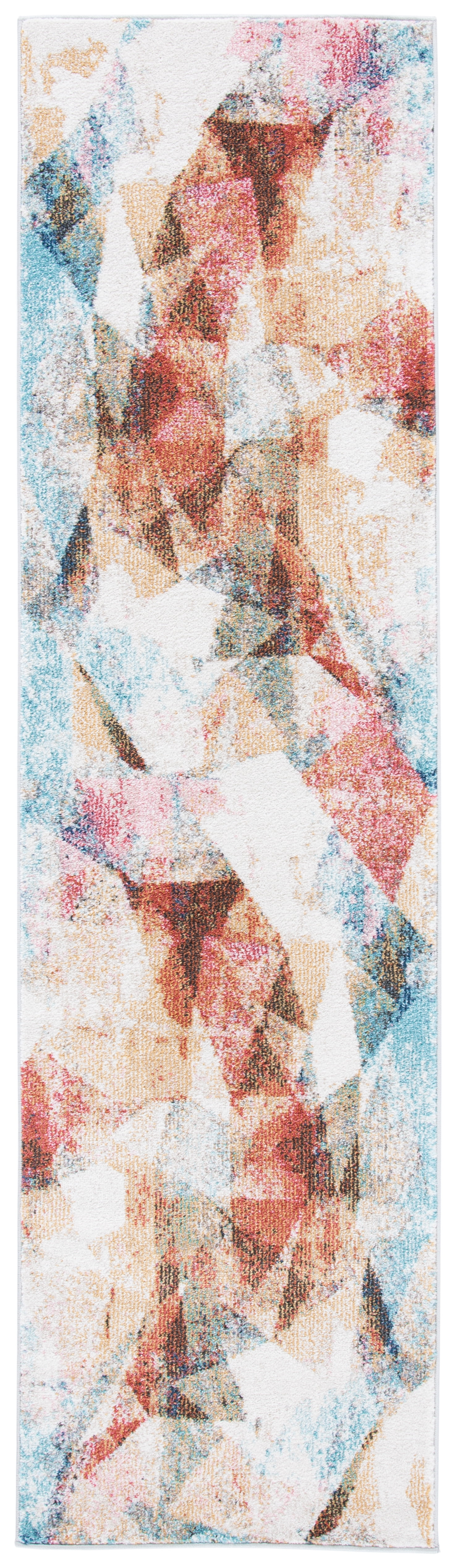 SAFAVIEH Phoenix Abagail Abstract Runner Rug, Ivory/Terracotta, 2'2" x ...