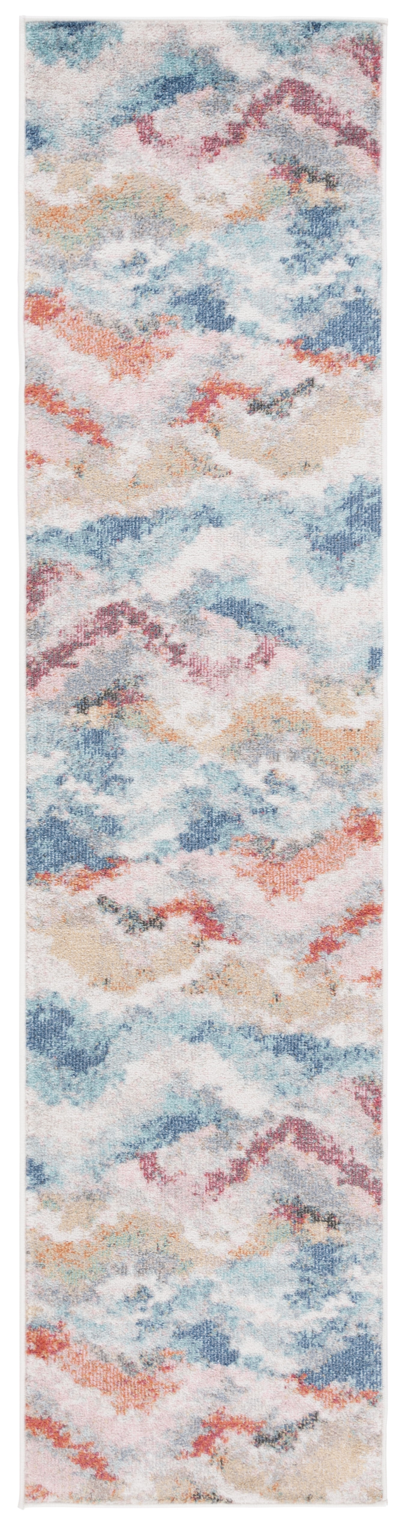 SAFAVIEH Phoenix Corrie Abstract Runner Rug, Ivory/Blue Rust, 2'2" x 9 ...