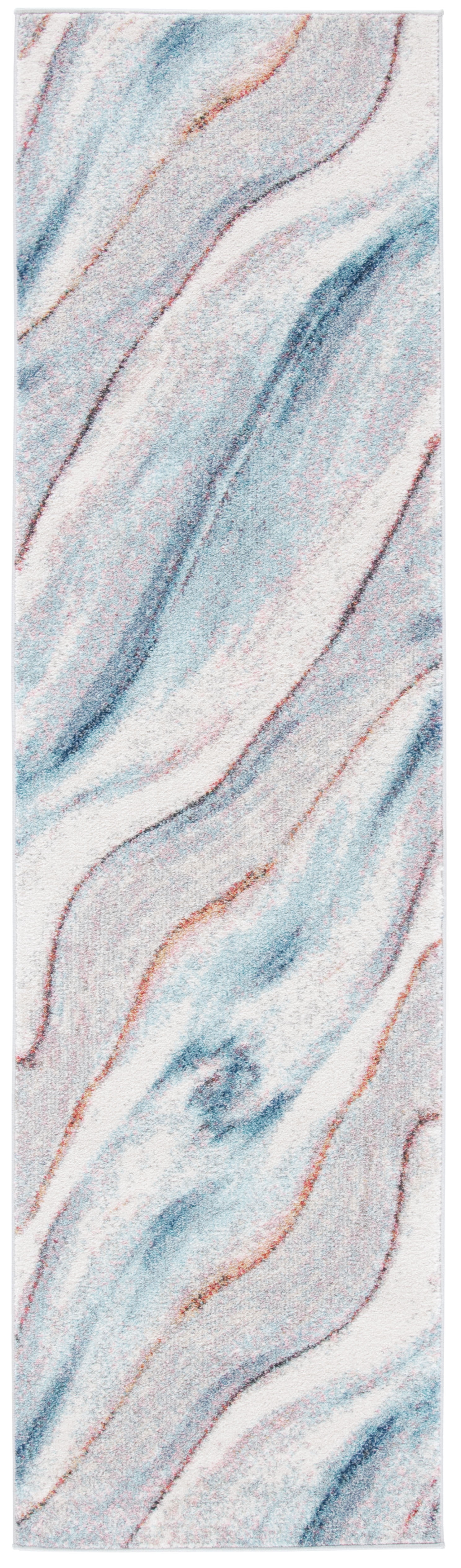 SAFAVIEH Phoenix Dawson Abstract Runner Rug, Ivory/Blue, 2'2" x 10 ...
