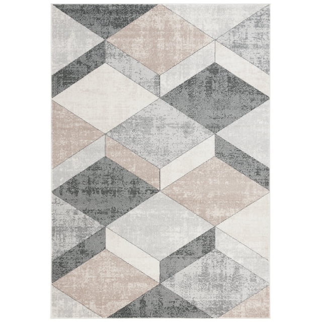 SAFAVIEH Phoenix Kaelea Geometric Area Rug, Light Grey/Beige Charcoal ...