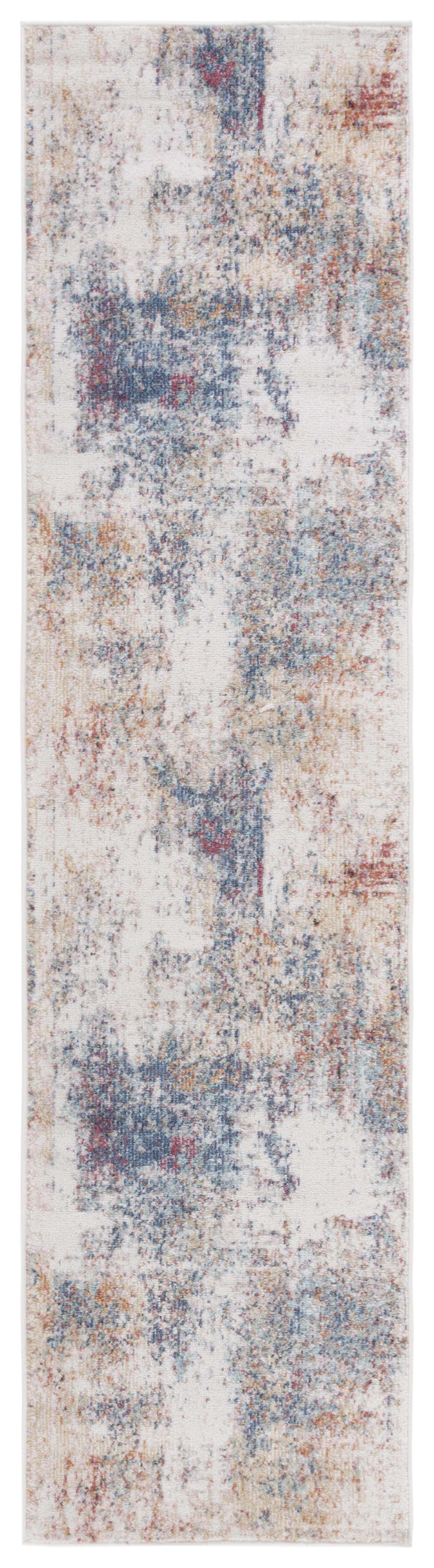 SAFAVIEH Phoenix Maralyn Abstract Runner Rug, Ivory/Blue Rust, 2'2" x 9 ...