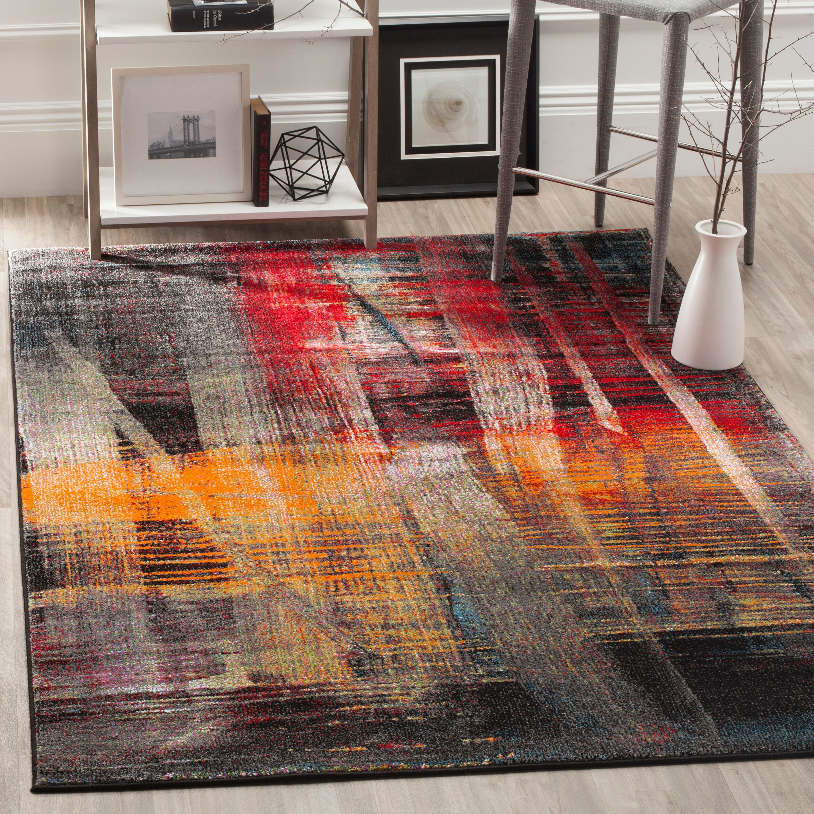 SAFAVIEH Porcello Gina Abstract Brushes Area Rug, Multi, 5'3" x 7'6 ...