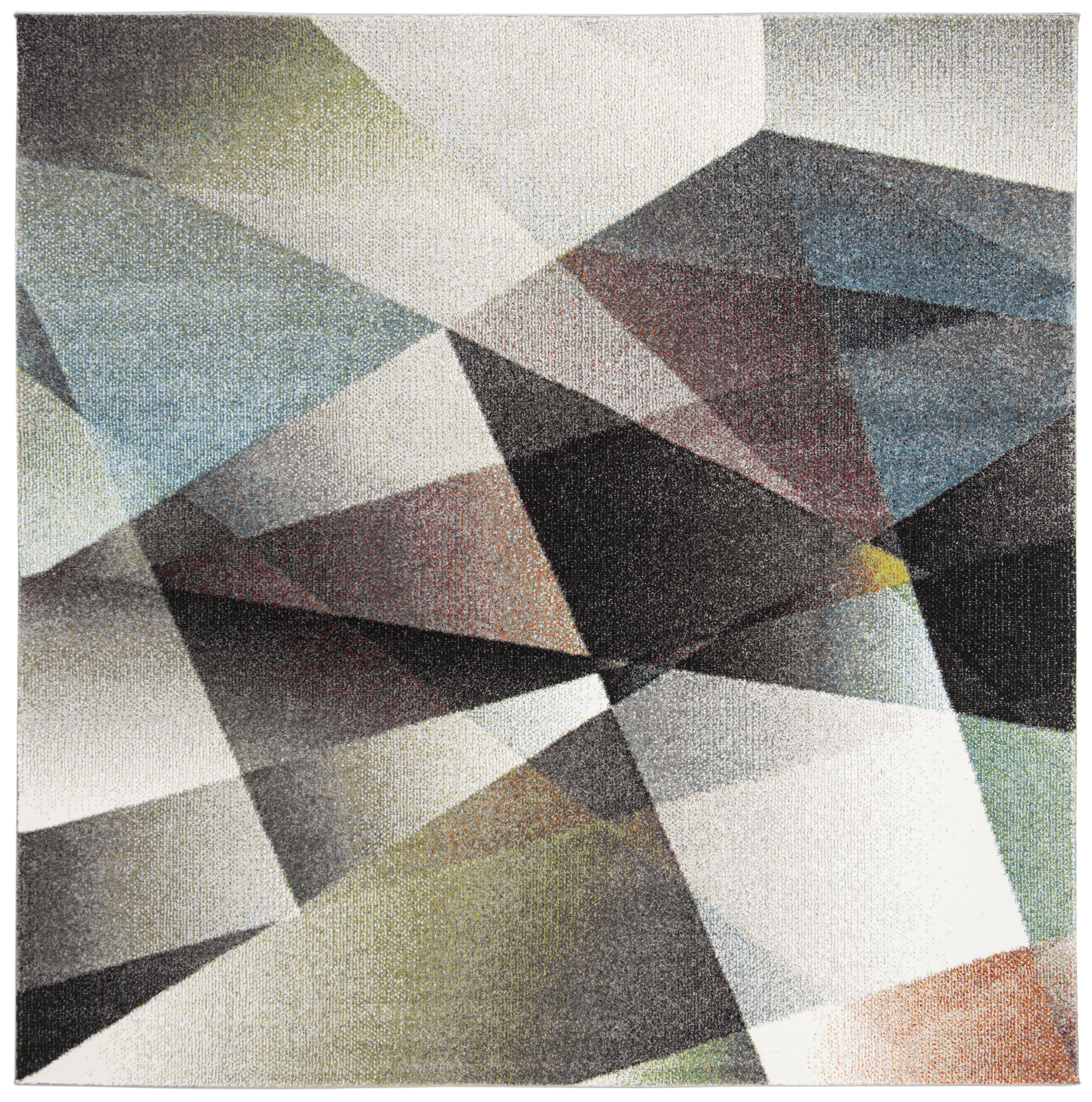SAFAVIEH Porcello Jayme Geometric Area Rug, Grey/Multi, 8' x 8' Square ...