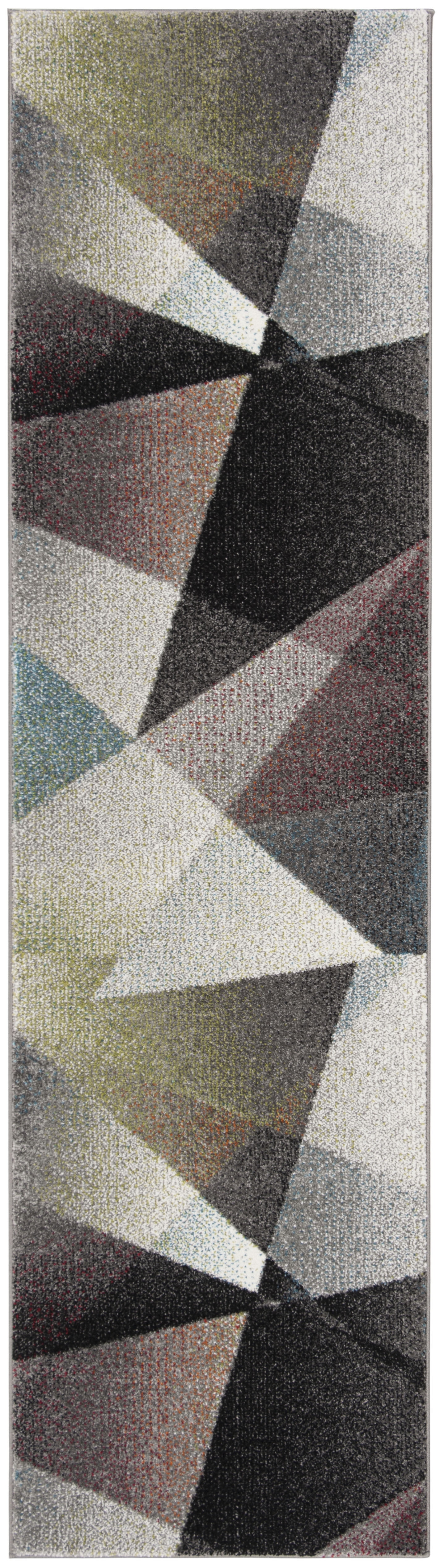 SAFAVIEH Porcello Jayme Geometric Runner Rug, Grey/Multi, 2'3" x 6 ...