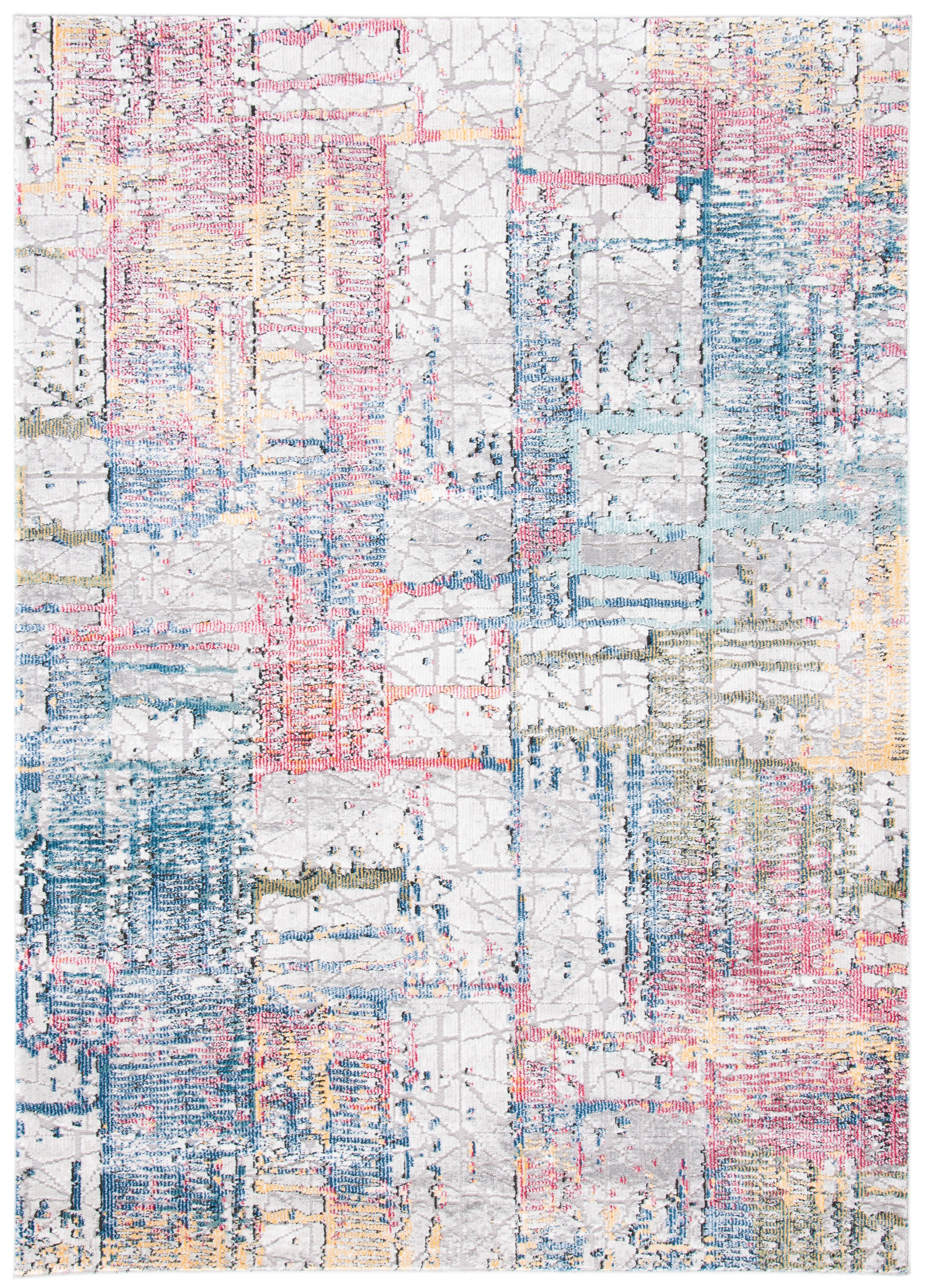 SAFAVIEH Porcello Wessex Abstract Area Rug, Ivory/Blue, 8' x 10 ...