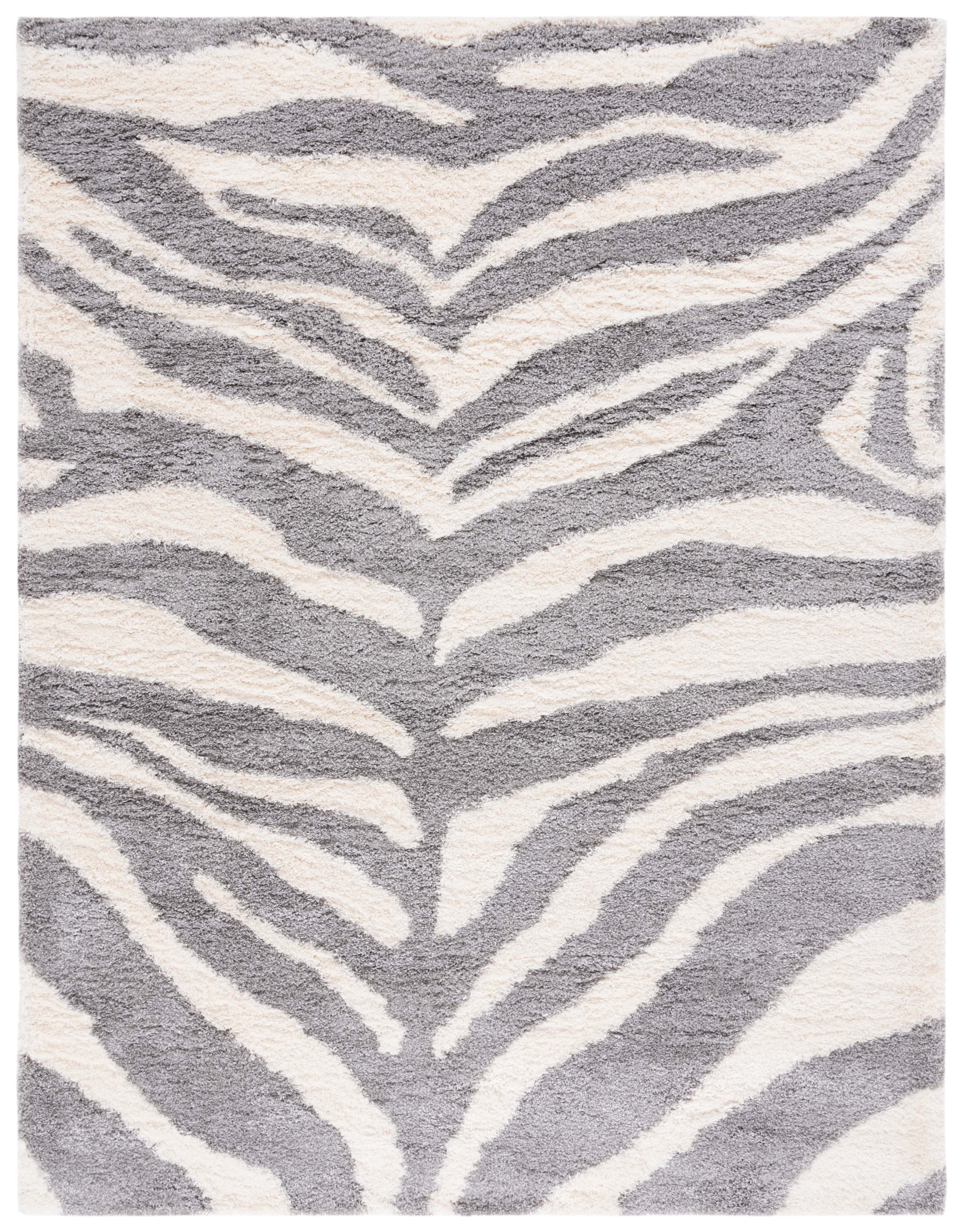 SAFAVIEH Portofino Henrika Abstract Shag Area Rug, Ivory/Grey, 10' x 14 ...