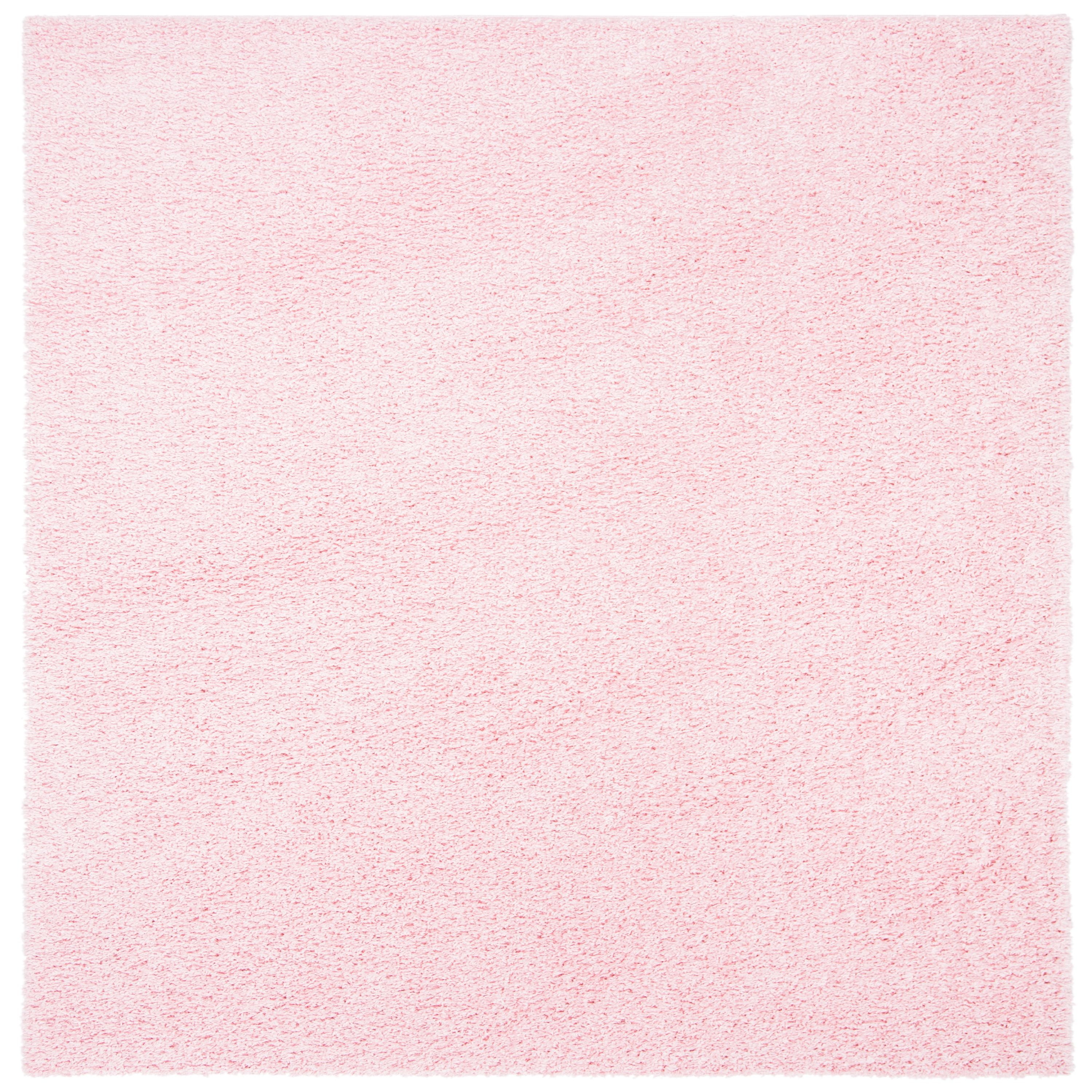 SAFAVIEH Primo Mason Solid Plush Shag Area Rug, Light Pink, 6'7" x 6'7 ...