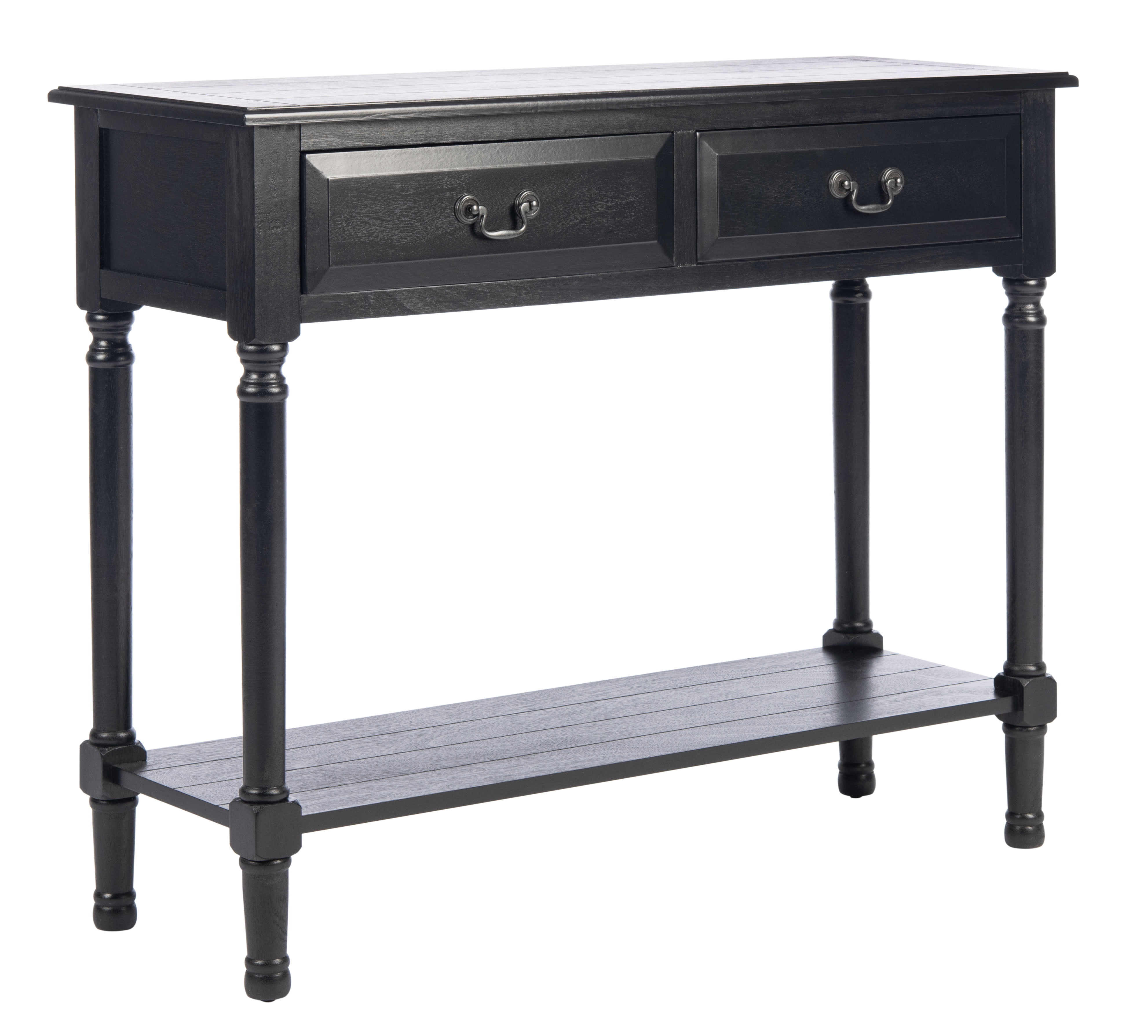 SAFAVIEH Primrose French 2-Drawer Black Wood Rectangle Console Table ...
