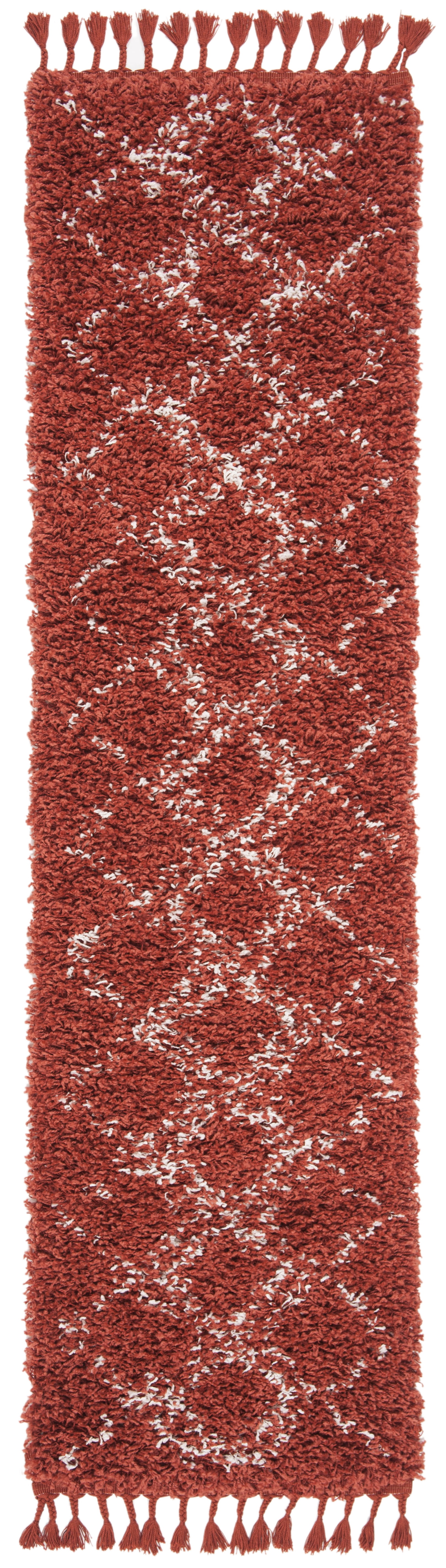 SAFAVIEH Pro Lux Emmeline Geometric Shag Runner Rug, Rust/Cream, 2'6" x ...