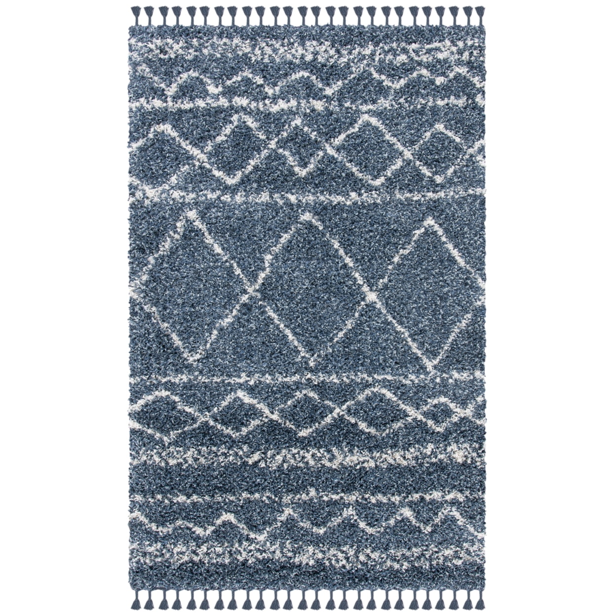 SAFAVIEH Pro Lux Marie Geometric Shag Area Rug, Blue/Ivory, 9' x 12 ...