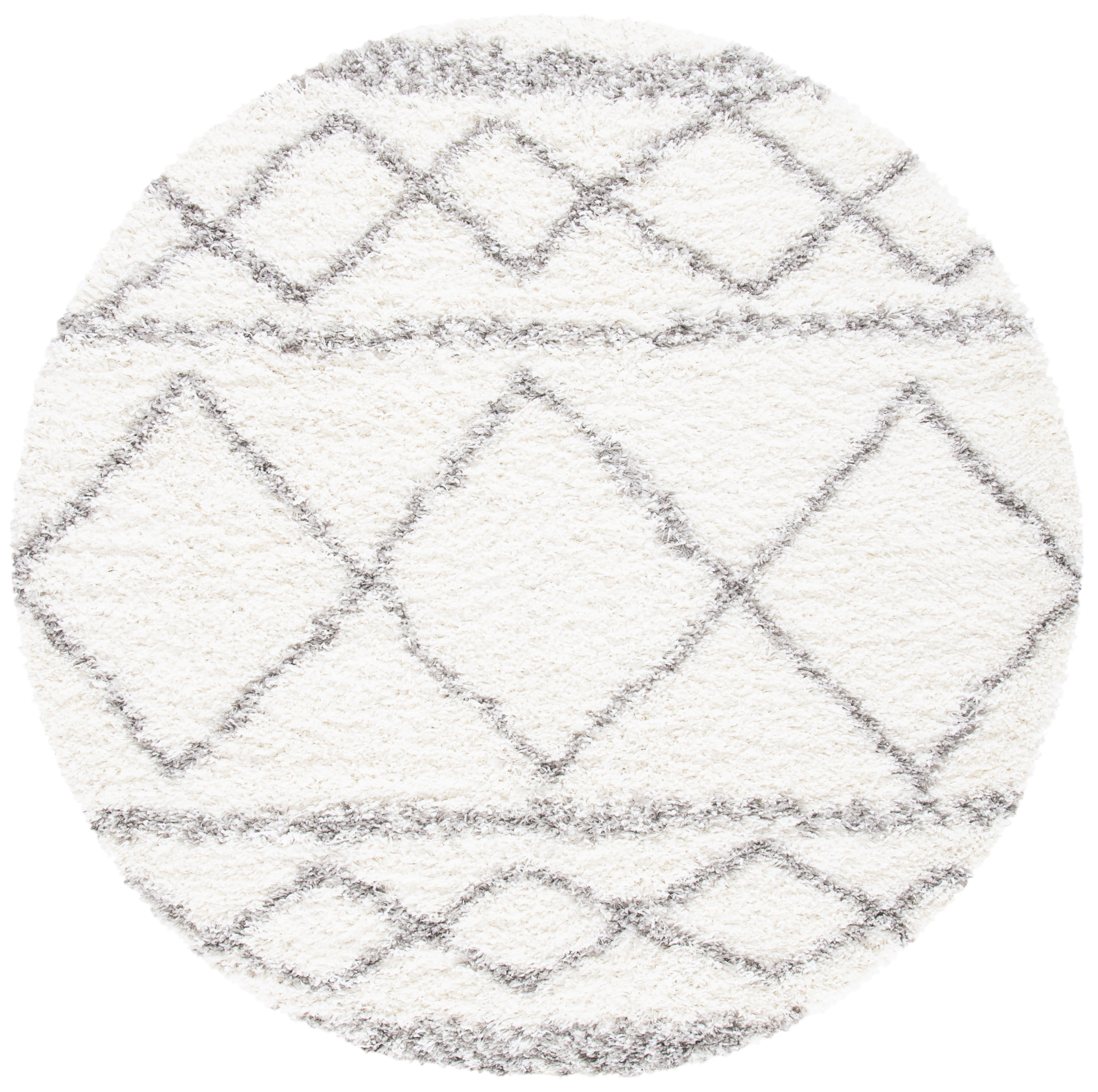 SAFAVIEH Pro Lux Marie Geometric Shag Area Rug, Ivory/Grey, 6'7" x 6'7 ...