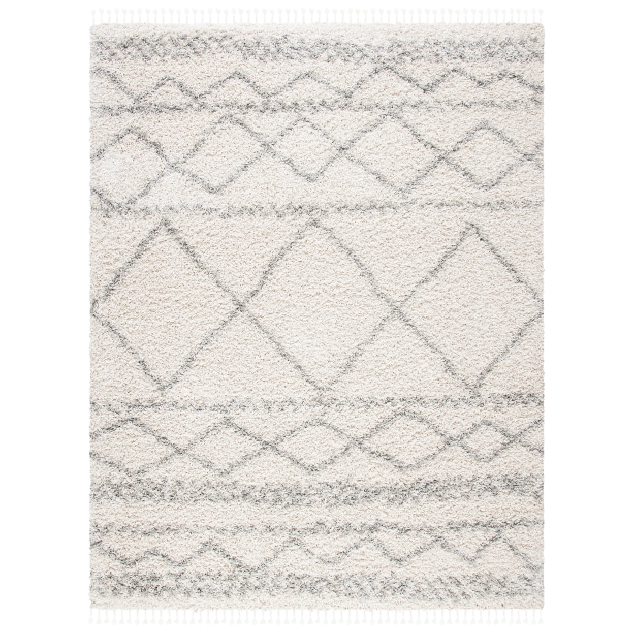 SAFAVIEH Pro Lux Marie Geometric Shag Area Rug, Ivory/Light Grey, 3' x ...