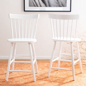 SAFAVIEH Galena Solid Spindle Back Bar Stool with Footrest, Natural ...