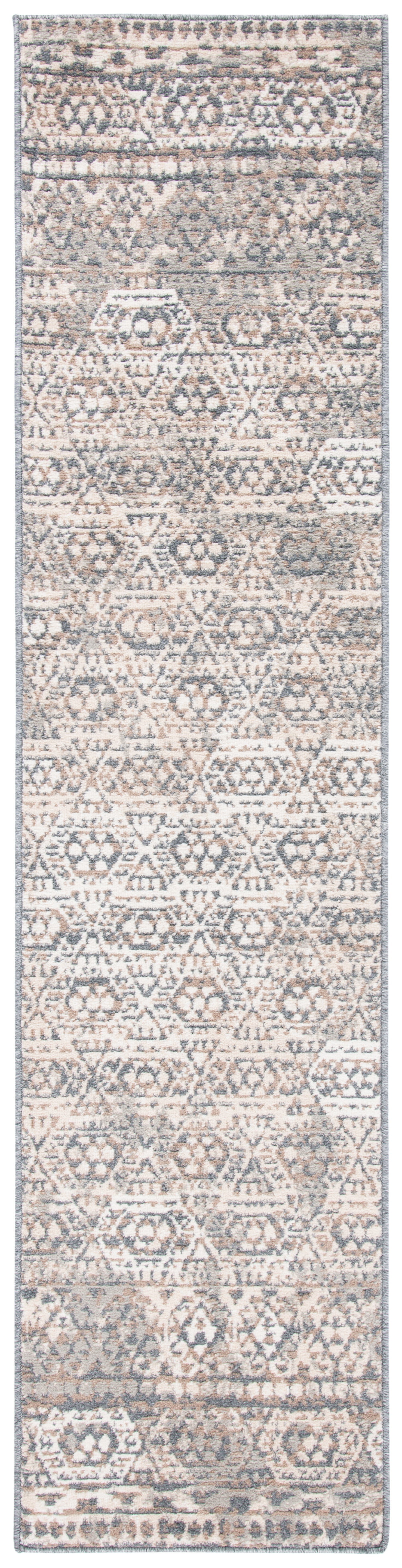 SAFAVIEH Pyramid Anastasia Geometric Runner Rug, Ivory/Charcoal, 2'2" x ...