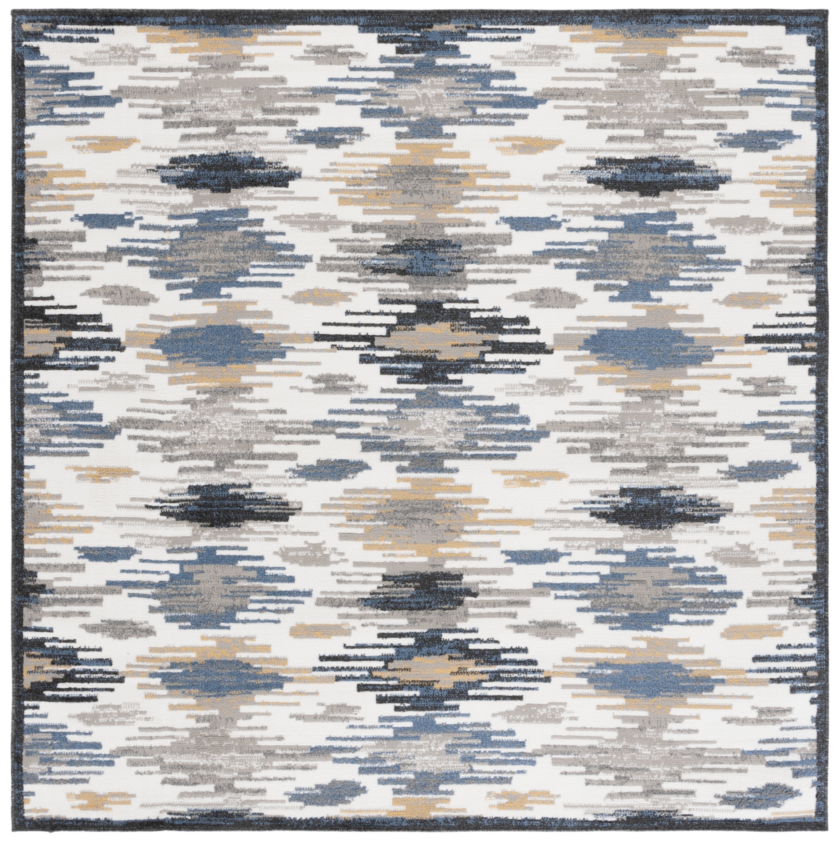 SAFAVIEH Pyramid Isaiah Medallion Area Rug, Ivory/Grey Navy, 6'7" x 6'7 ...