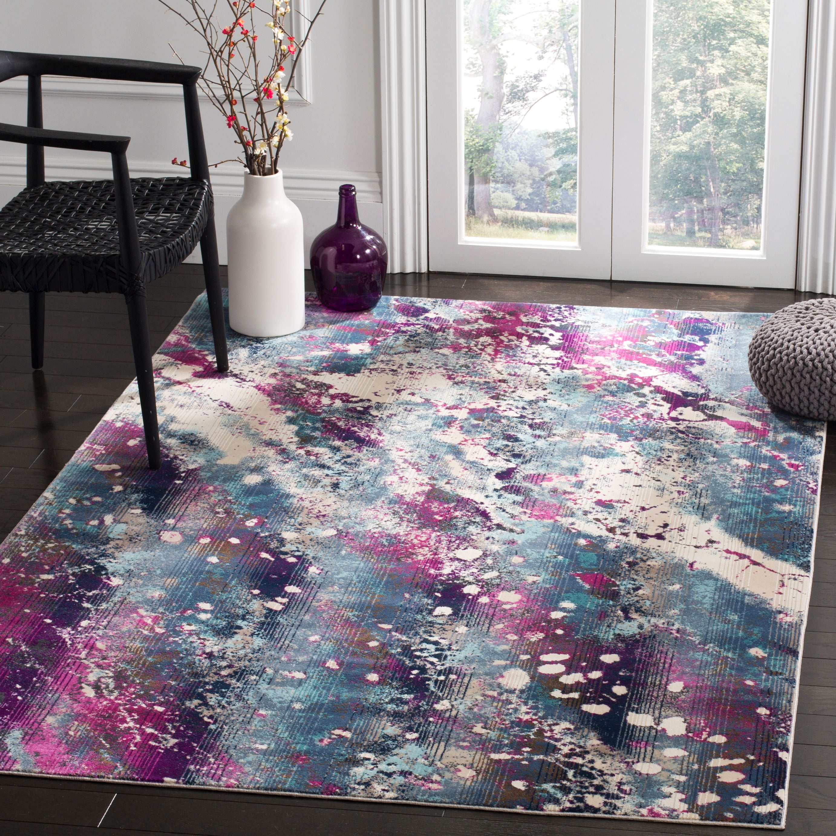 SAFAVIEH Radiance Jasna Abstract Area Rug, Teal/Magenta, 3'3" x 5 ...