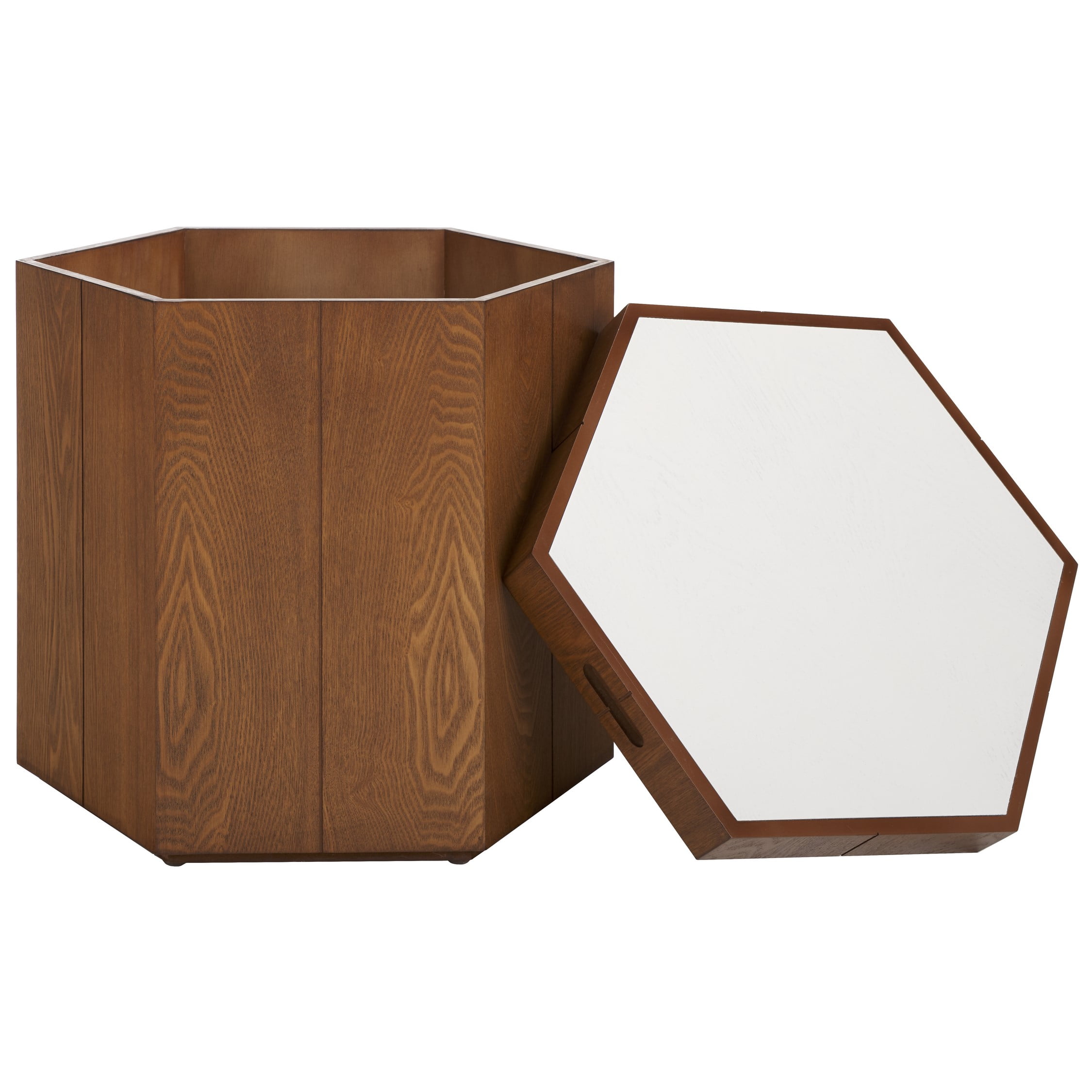 SAFAVIEH Rafaela Modern Hexagon Accent Table, Walnut/White (20 in. W x 20 in. D x 20 in. H ...