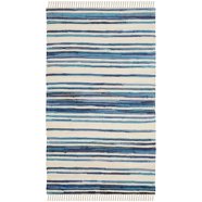 SAFAVIEH Rag Robynne Striped Cotton Runner Rug, Blue/Multi, 2'3" x 7 ...
