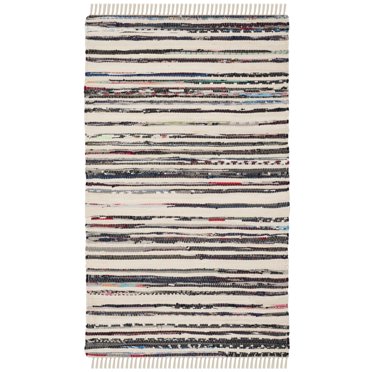 SAFAVIEH Rag Fergal Striped Cotton Runner Rug, Blue/Multi, 2'3" x 6 ...