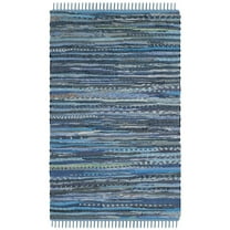 SAFAVIEH Rag Candis Striped Cotton Area Rug, Turquoise/Multi, 4' x 4 ...