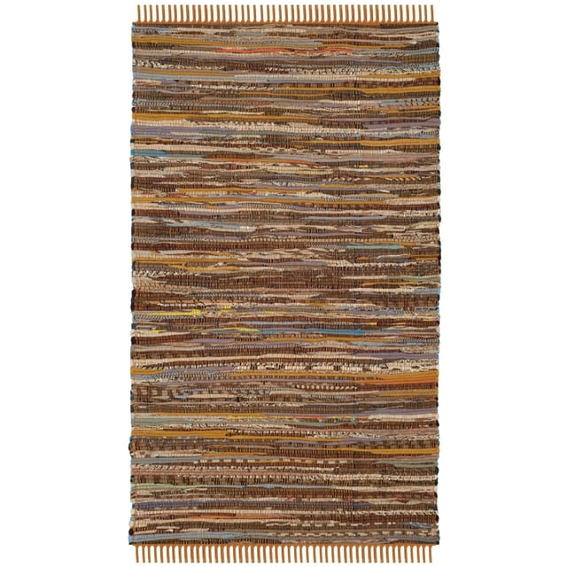 SAFAVIEH Rag Candis Striped Cotton Area Rug, Gold/Multi, 2' x 3 ...