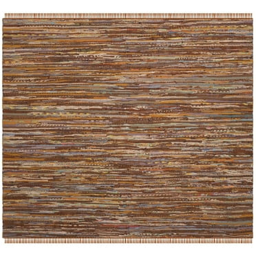 SAFAVIEH Rag Candis Striped Cotton Area Rug, Turquoise/Multi, 6' x 6 ...