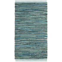 SAFAVIEH Rag Skylar Striped Cotton Runner Rug, Turquoise/Multi, 2'3" x ...
