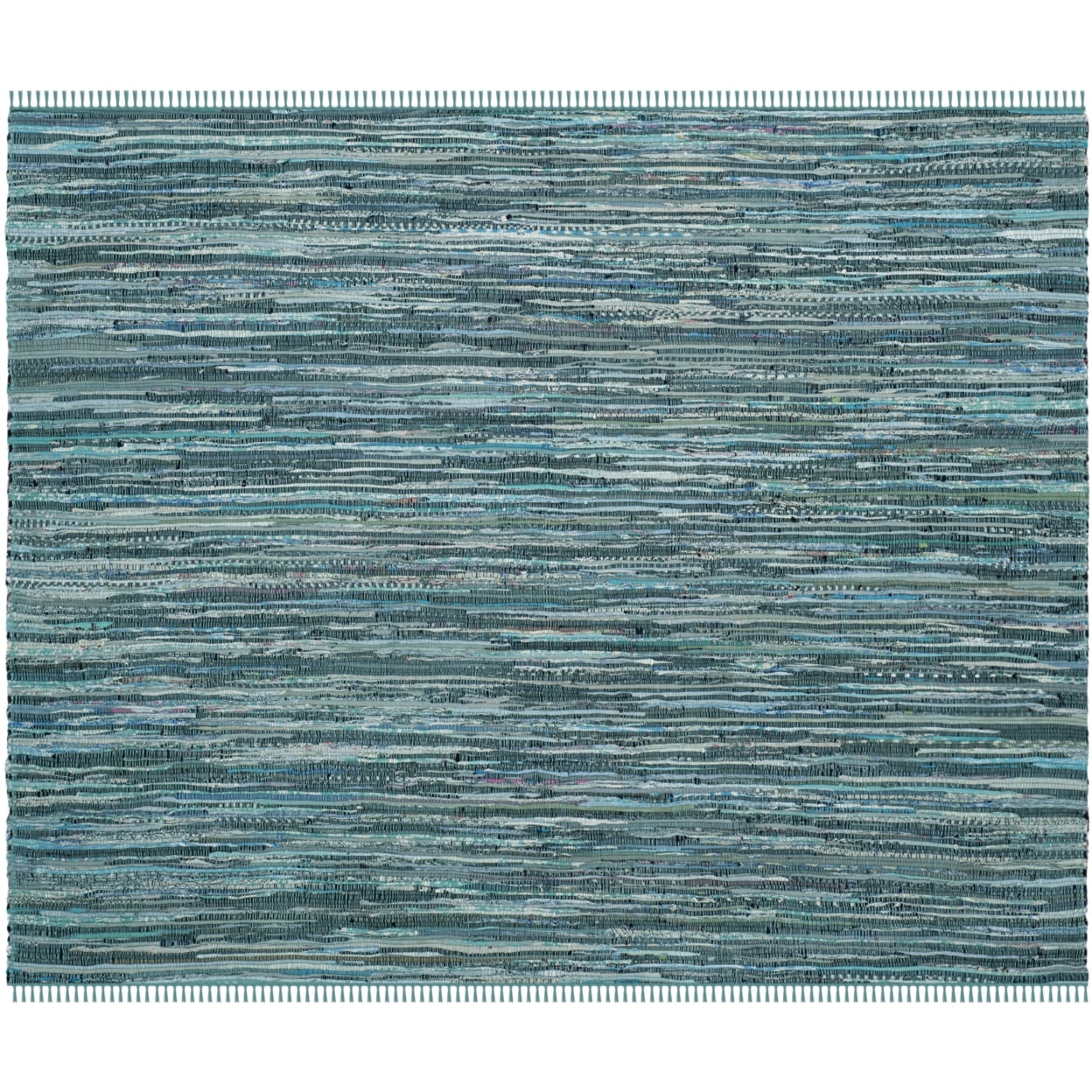 SAFAVIEH Rag Candis Striped Cotton Area Rug, Turquoise/Multi, 4' x 4 ...