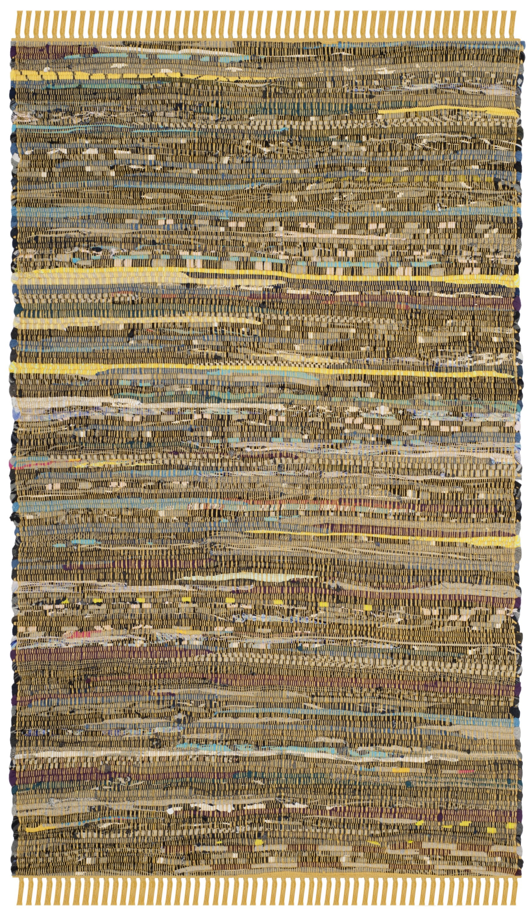 SAFAVIEH Rag Candis Striped Cotton Area Rug, Yellow/Multi, 2'6" x 4 ...
