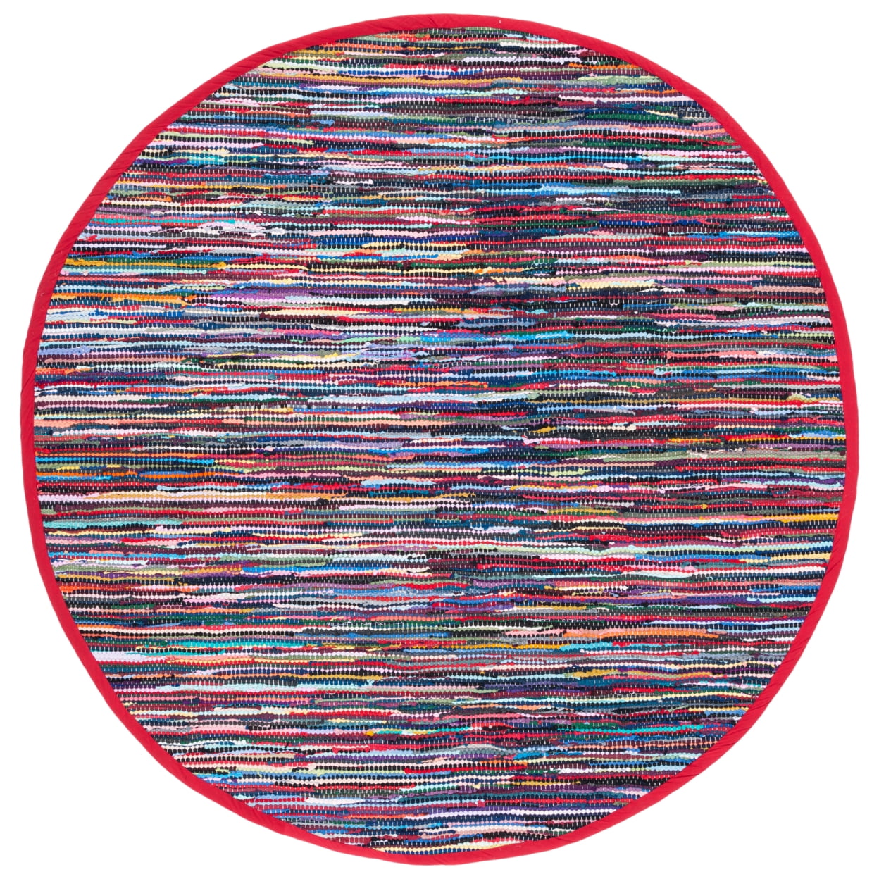 SAFAVIEH Rag Dania Striped Cotton Area Rug, Multi, 4' x 4' Round ...