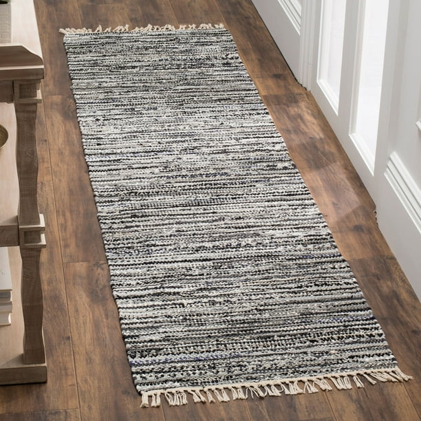 SAFAVIEH Rag Dania Striped Cotton Runner Rug, Grey, 2'3" x 6' - Walmart.com