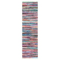 SAFAVIEH Rag Robynne Striped Cotton Runner Rug, Aqua/Multi, 2'3" x 5 ...