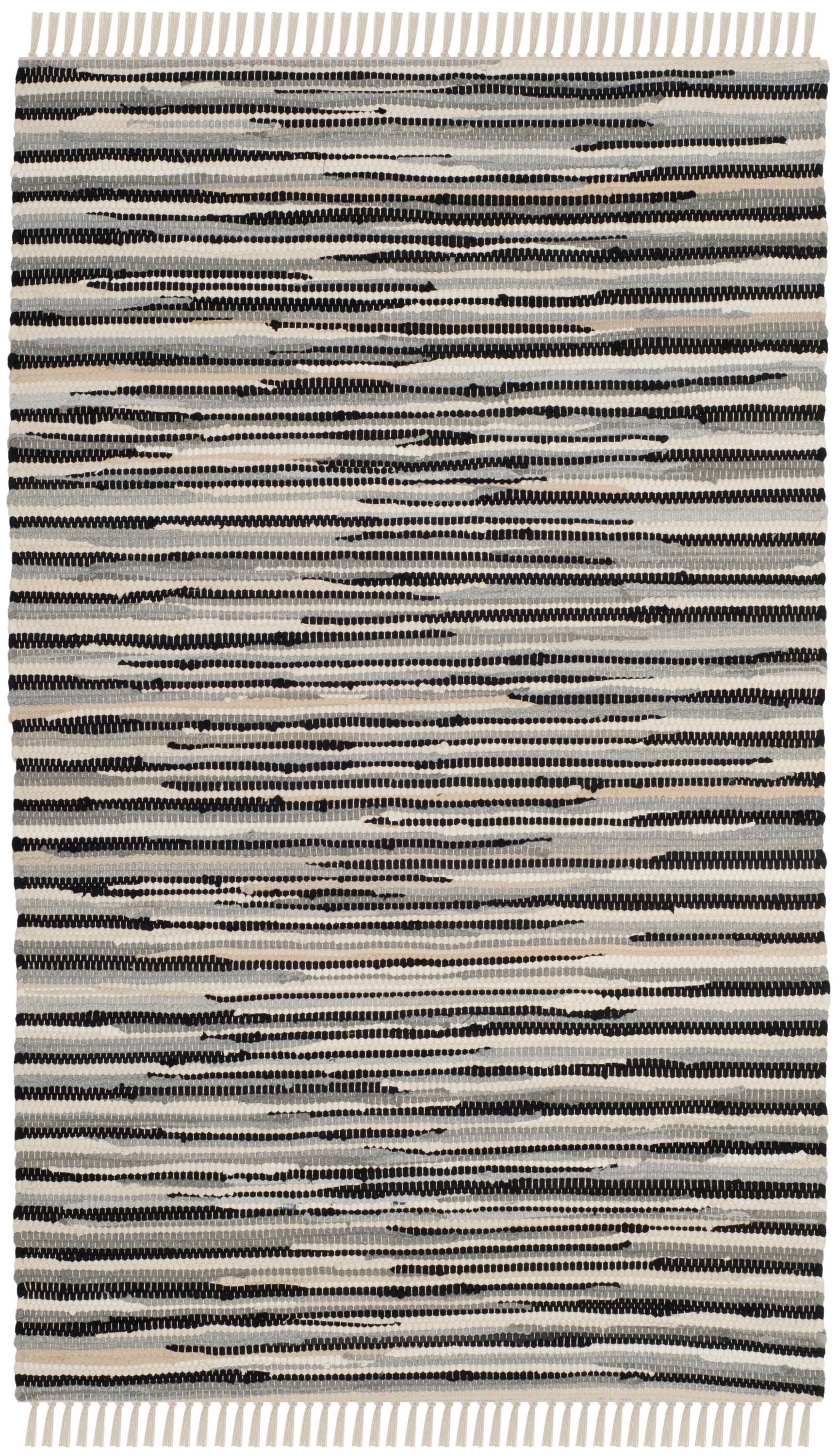 SAFAVIEH Rag Elena Striped Cotton Area Rug, Black/Multi, 2' x 3 ...