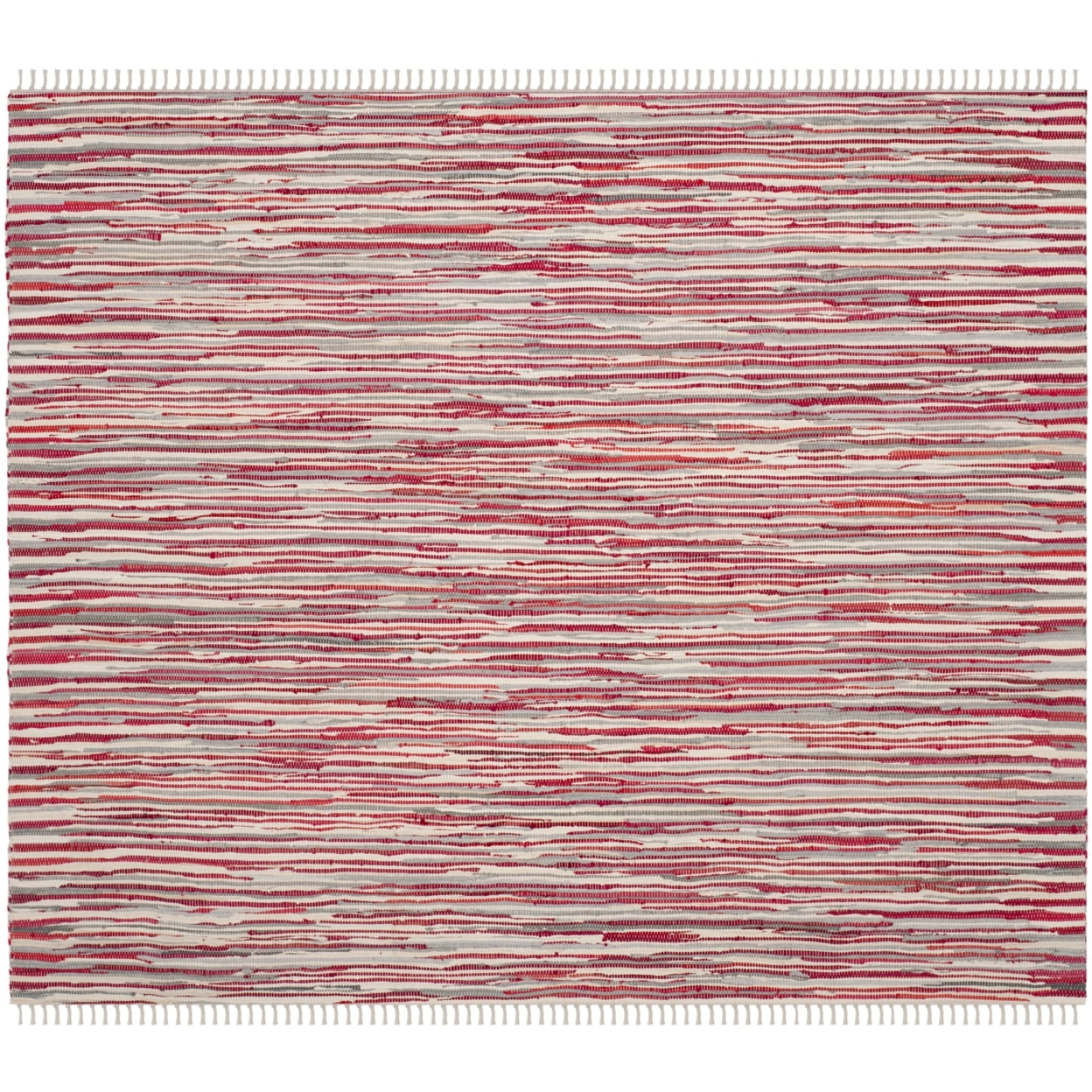 SAFAVIEH Rag Elena Striped Cotton Area Rug, Red/Multi, 4' x 4' Square ...