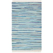 SAFAVIEH Rag Candis Striped Cotton Area Rug, Turquoise/Multi, 4' x 4 ...
